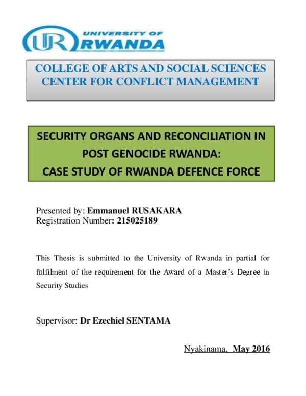 (PDF) Security organs and reconciliation in post genocide Rwanda: case ...