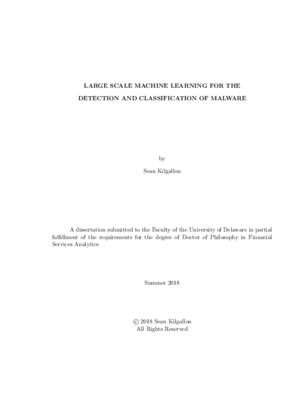 Pdf Large Scale Machine Learning For The Detection And Classification Of Malware