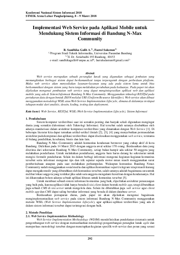 (PDF) Implementasi Web Service pada Aplikasi Mobile untukMendukung Sistem Informasi di Bandung N ...