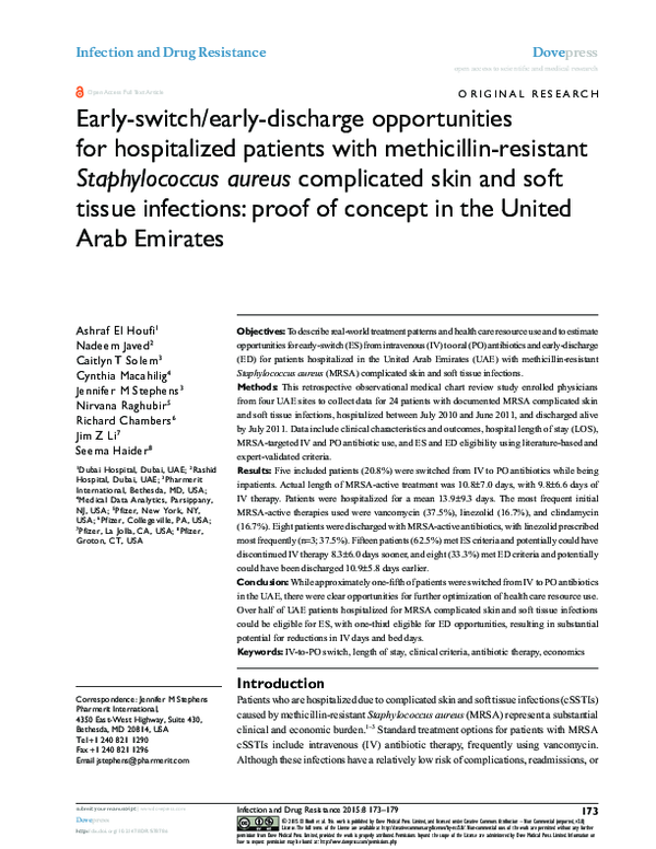 (PDF) Early Switch/Early Discharge Opportunities for Hospitalized Patients with Methicillin ...