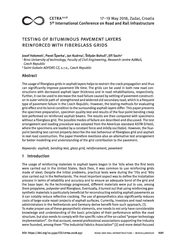 (PDF) Testing of Bituminous Pavement Layers Reinforced with Fiberglass ...