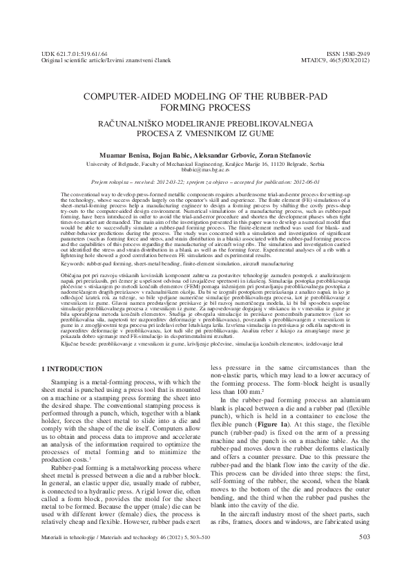 (PDF) Computer-Aided Modeling of the Rubber-Pad Forming Process