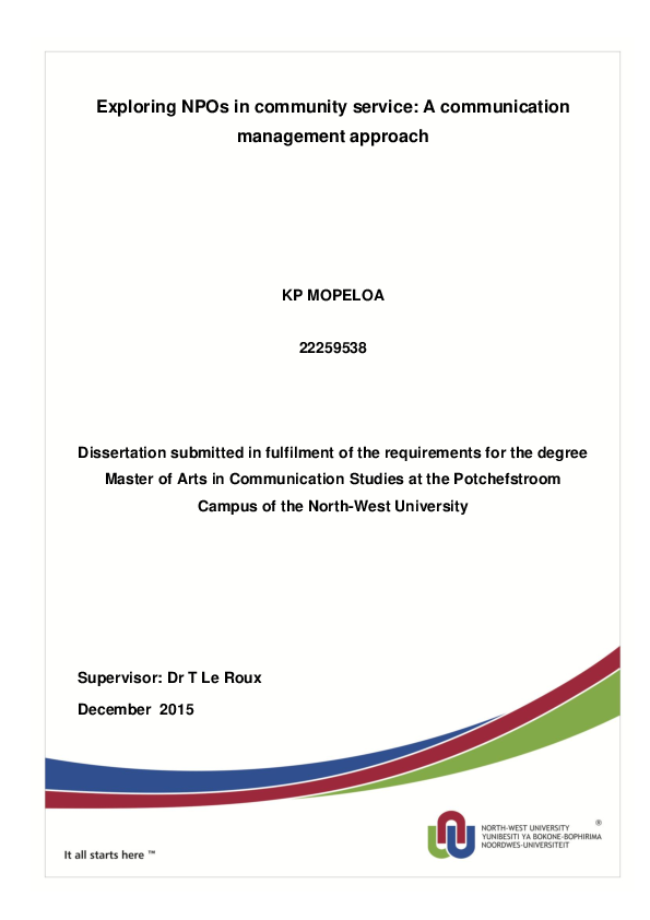 (PDF) Exploring NPOs in community service :|ba communication management ...
