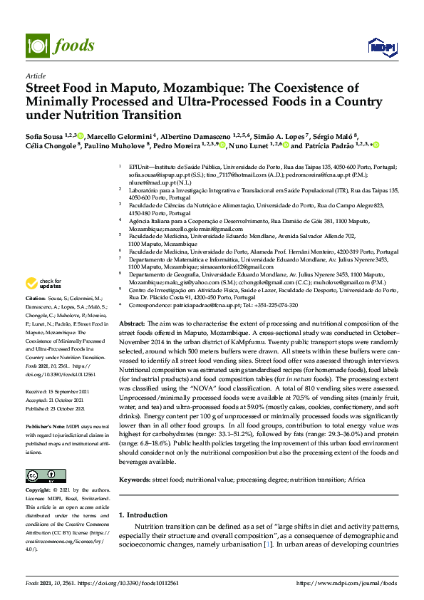 (PDF) Street Food in Maputo, Mozambique: The Coexistence of Minimally ...