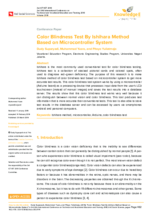 (PDF) Color Blindness Test By Ishihara Method Based on Microcontroller ...