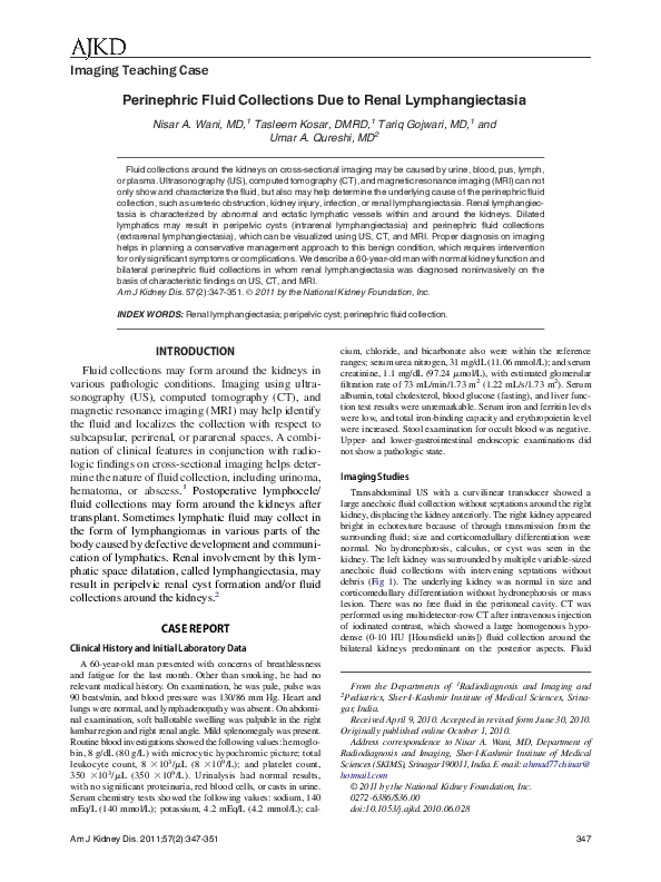(PDF) Perinephric Fluid Collections Due to Renal Lymphangiectasia
