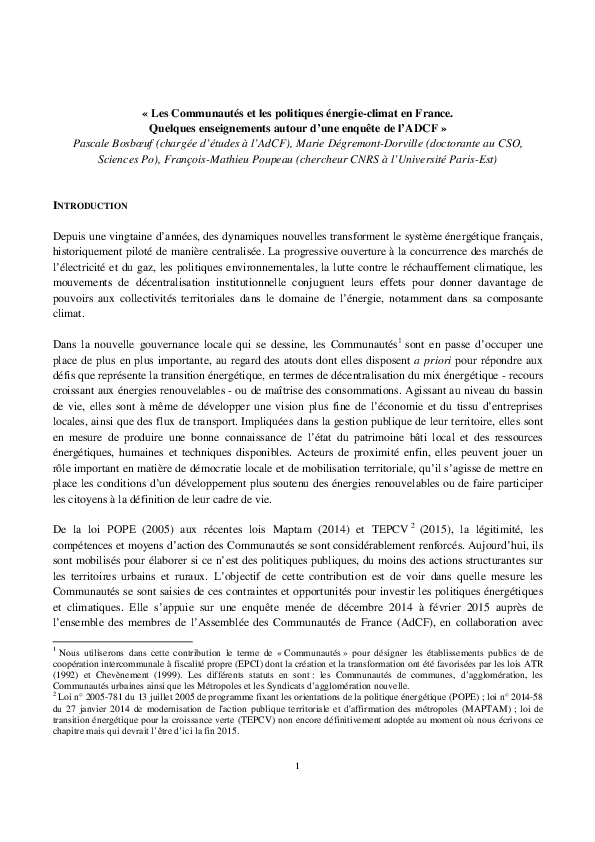 (PDF) Intercommunal structures and public policies in climate change in ...