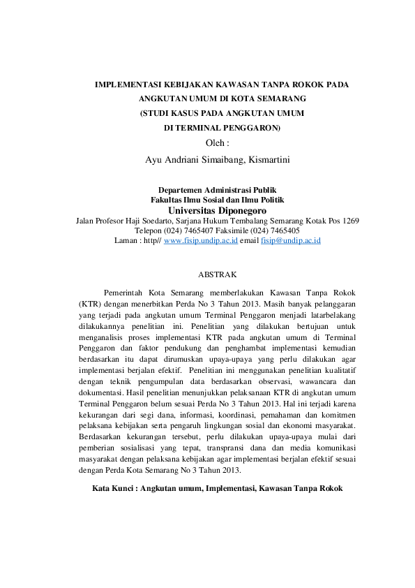 (PDF) Implementasi Kebijakan Kawasan Tanpa Rokok Pada Angkutan Umum DI ...
