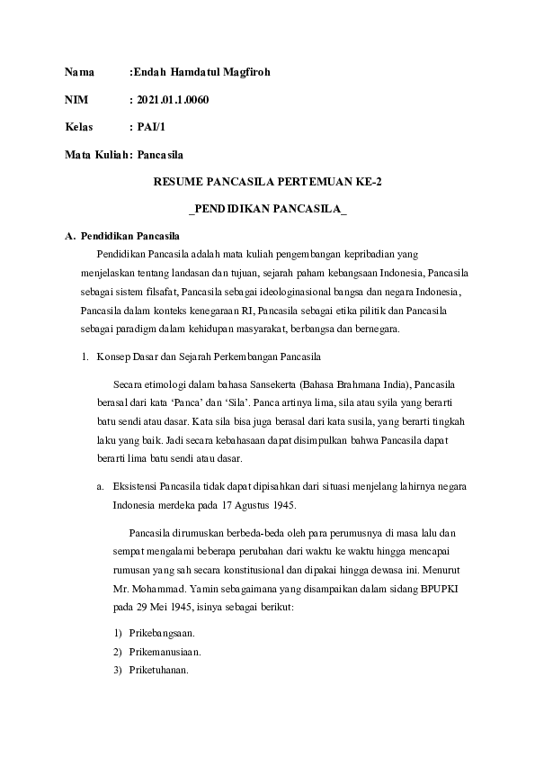 (DOC) Mata Kuliah: Pancasila RESUME PANCASILA PERTEMUAN KE-2 ...
