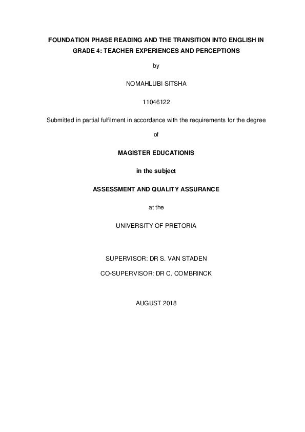 (PDF) Foundation phase reading and the transition into English in Grade ...