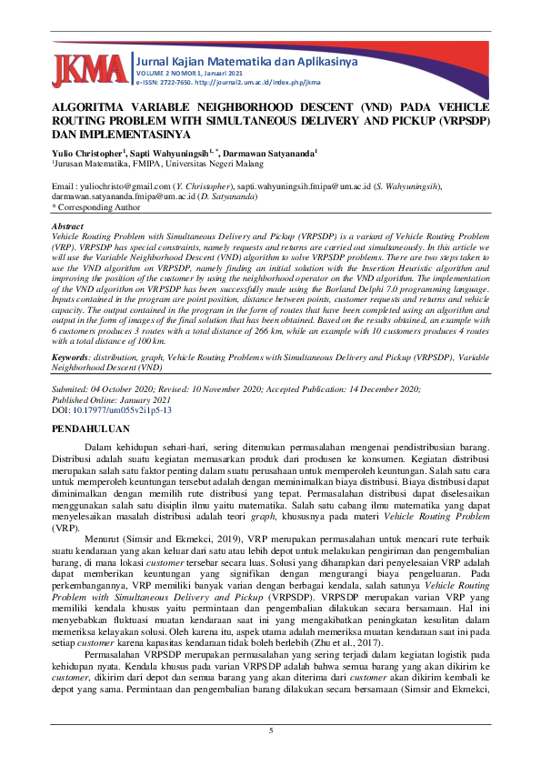 (PDF) Algoritma Variable Neighborhood Descent (VND) Pada Vehicle ...