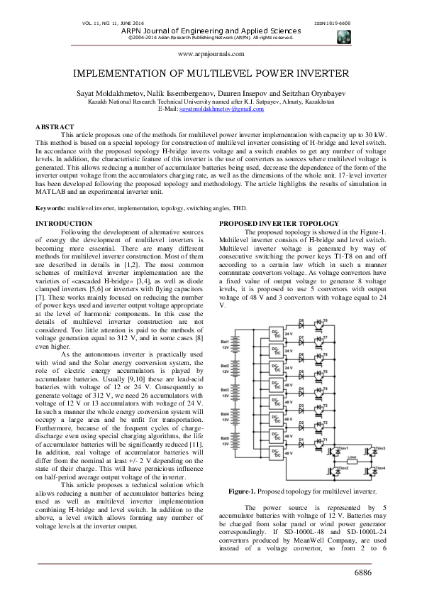 (PDF) Implementation of Multilevel Power Inverter