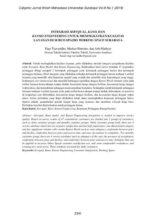 (PDF) Integrasi Servqual, Kano, dan Kansei Engineering untuk ...