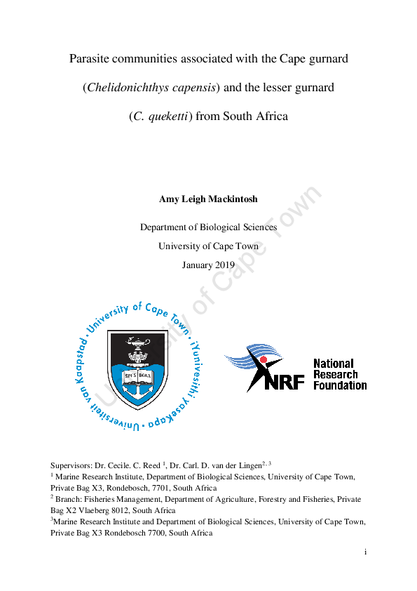 (PDF) Parasite communities associated with the Cape gurnard ...