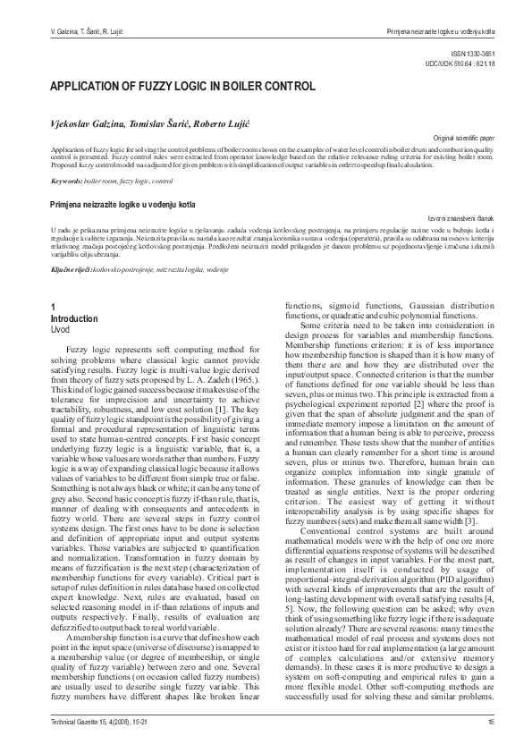 (PDF) Application of Fuzzy Logic in Boiler Control