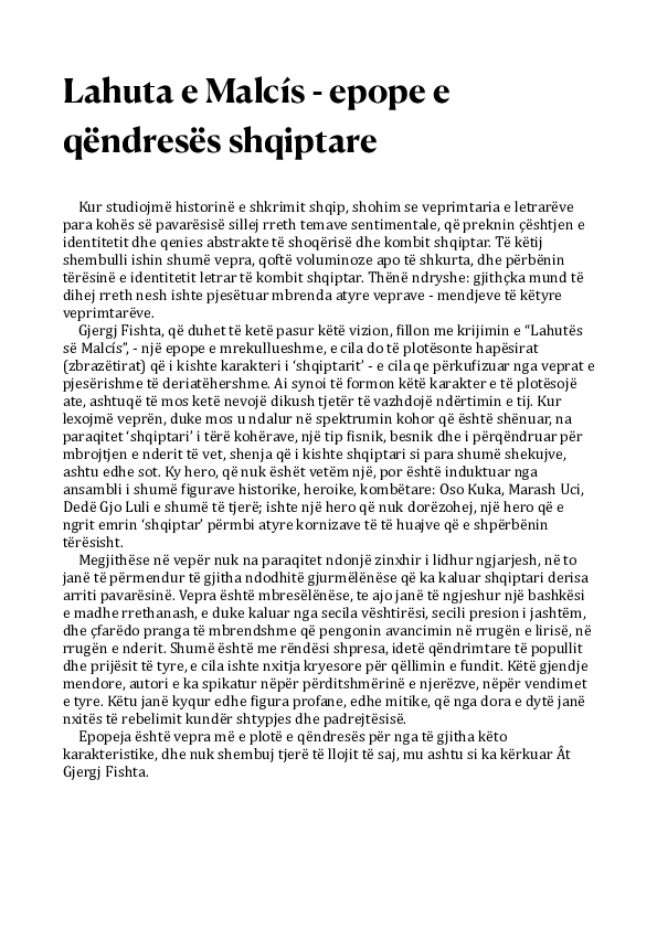 (PDF) ESE - Lahuta e Malcis - epope e qëndresës shqiptare