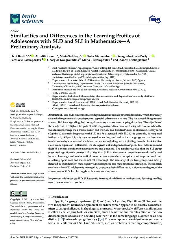 (PDF) Similarities and Differences in the Learning Profiles of ...