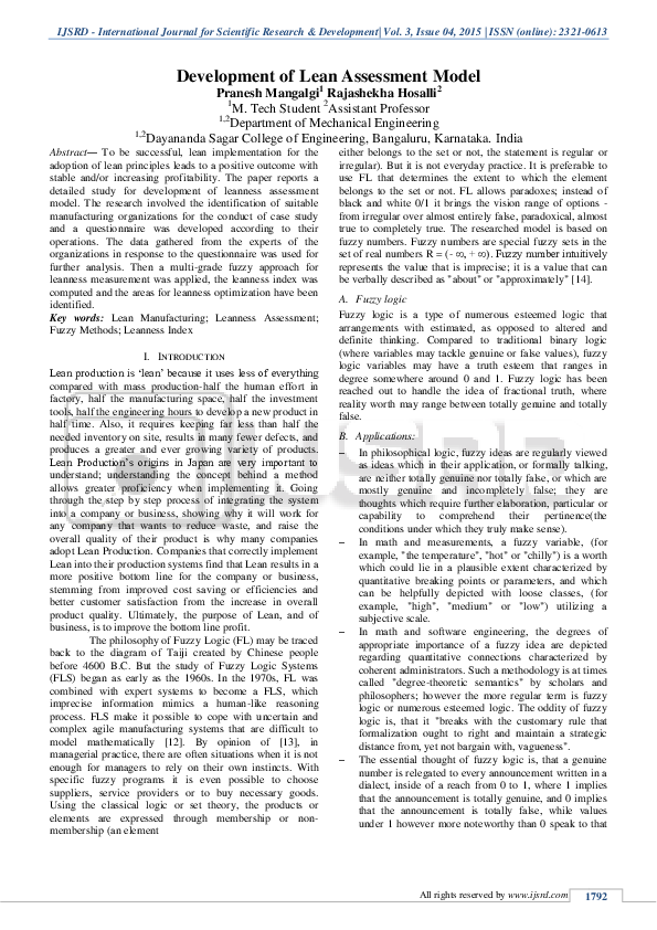 (PDF) Development of Lean Assessment Model