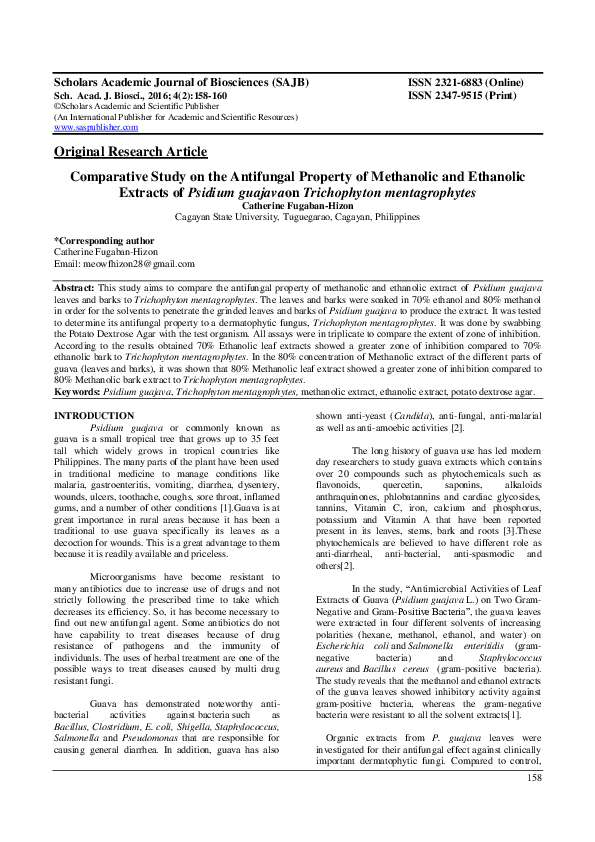 (PDF) Comparative Study on the Antifungal Property of Methanolic and ...