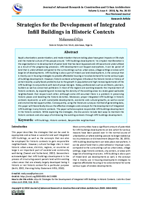 (PDF) Strategies for the Development of Integrated Infill Buildings in ...