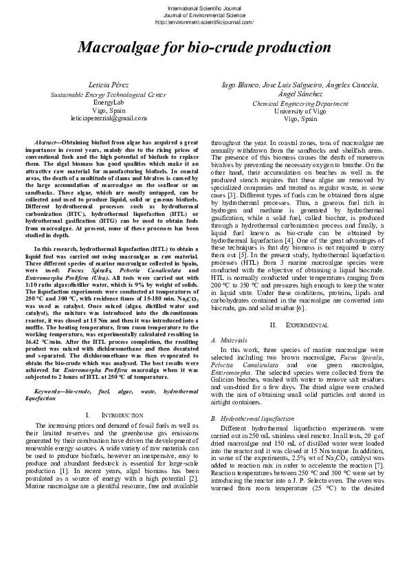 (PDF) Macroalgae for bio-crude production