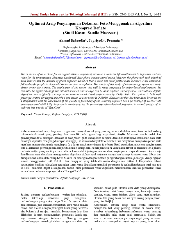 (PDF) Optimasi Arsip Penyimpanan Dokumen Foto Menggunakan Algoritma Kompresi Deflate (Studi ...