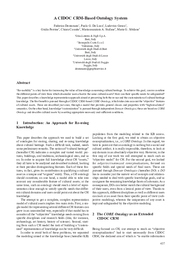 (PDF) A CIDOC CRM-Based Ontology System