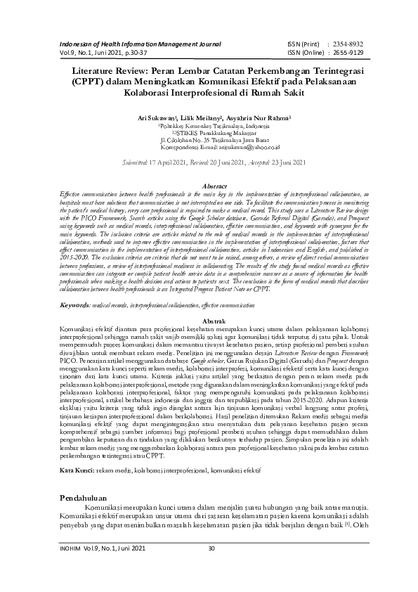 (PDF) Literature Review : Peran Lembar Catatan Perkembangan ...