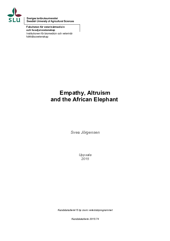 (PDF) Empathy, Altruism and the African Elephant