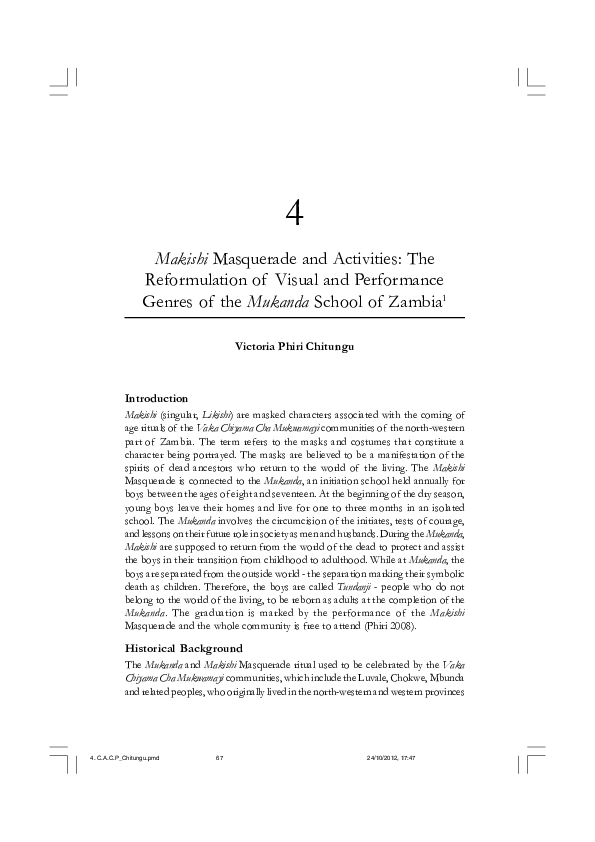 (PDF) Makishi Masquerade and Activities : The Reformulation of Visual ...