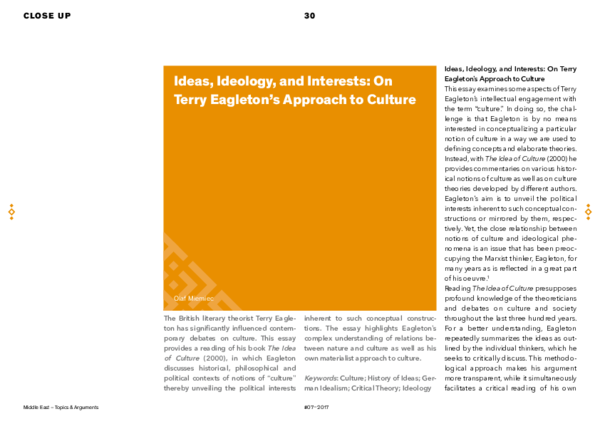 (PDF) Ideas, Ideology, and Interests: On Terry Eagleton´s Approach to ...