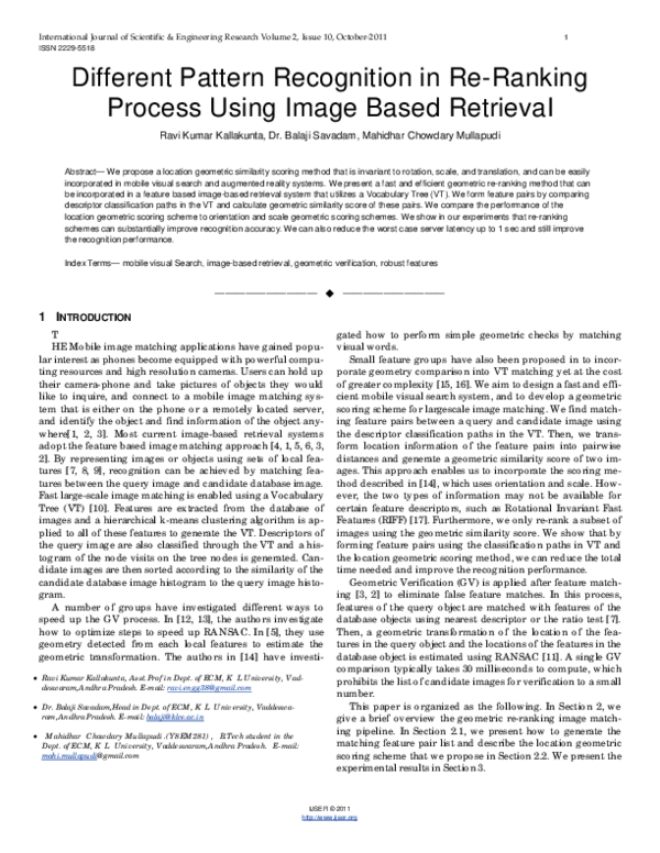 (PDF) Different Pattern Recognition in Re-Ranking Process Using Image ...