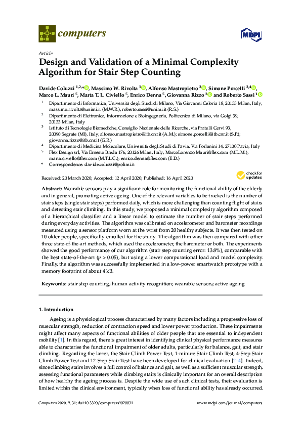 (PDF) Design and Validation of a Minimal Complexity Algorithm for Stair ...
