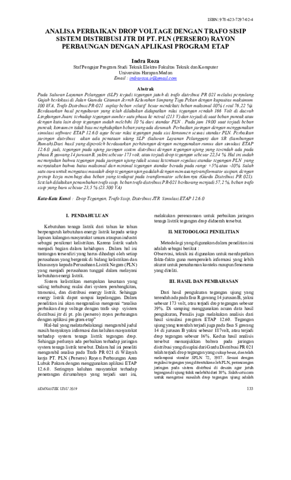 Analisa Perbaikan Drop Voltage Dengan Trafo Sisip Sistem Distribusi JTR ...