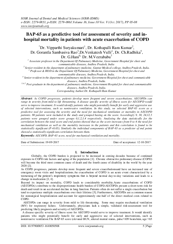 (PDF) BAP-65 as a predictive tool for assessment of severity and in ...