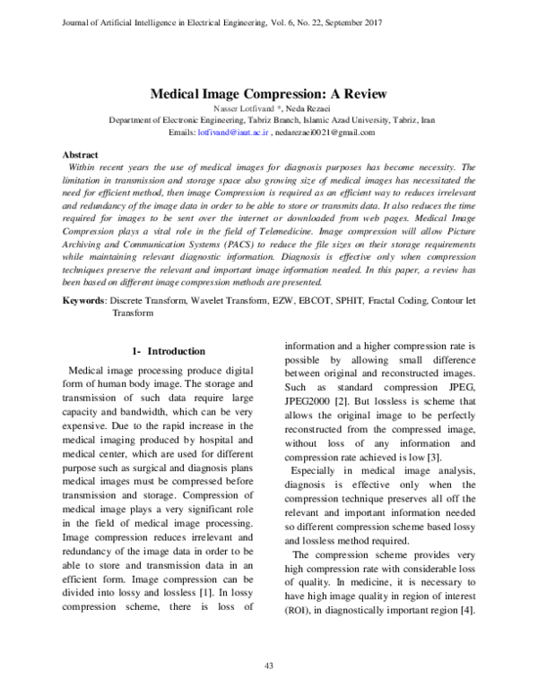 (PDF) Medical Image Compression: A Review