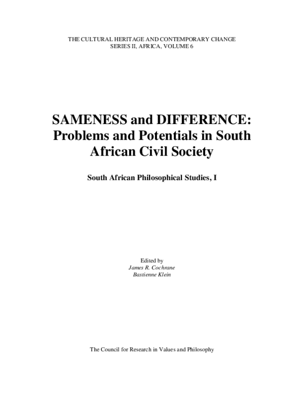 (PDF) Sameness and difference : problems and potentials in South ...