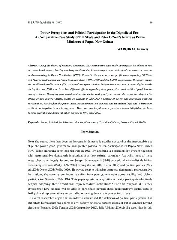 (PDF) Power Perceptions and Political Participation in the Digitalized ...