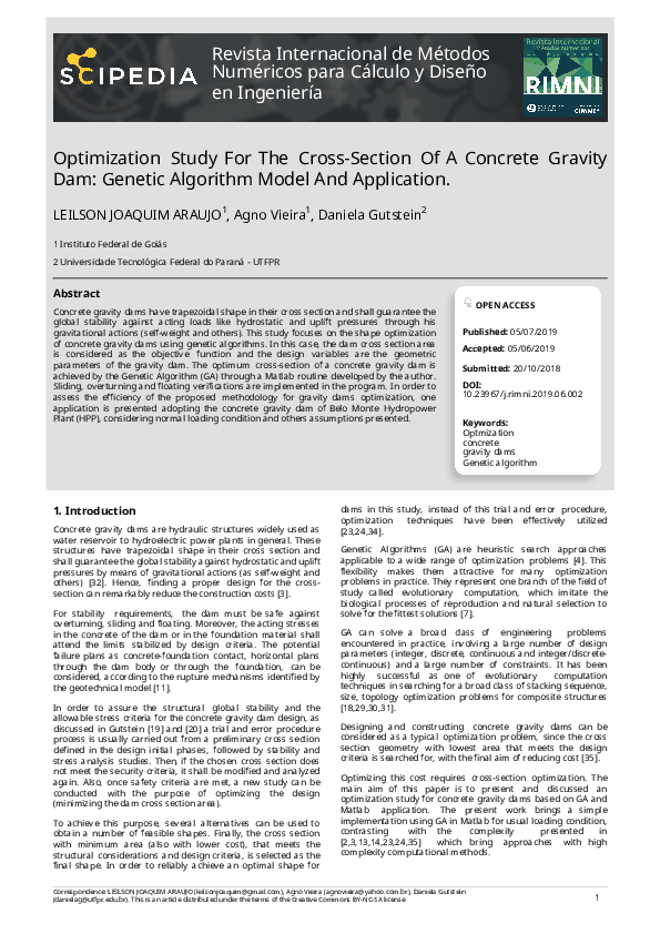(PDF) Optimization Study For The Cross-Section Of A Concrete Gravity Dam: Genetic Algorithm ...