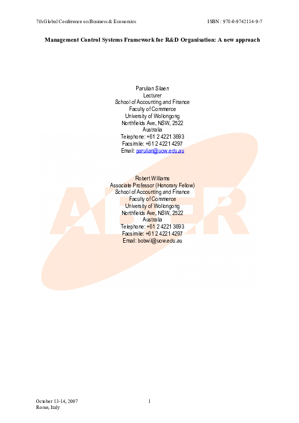 (DOC) Management Control Systems Framework For