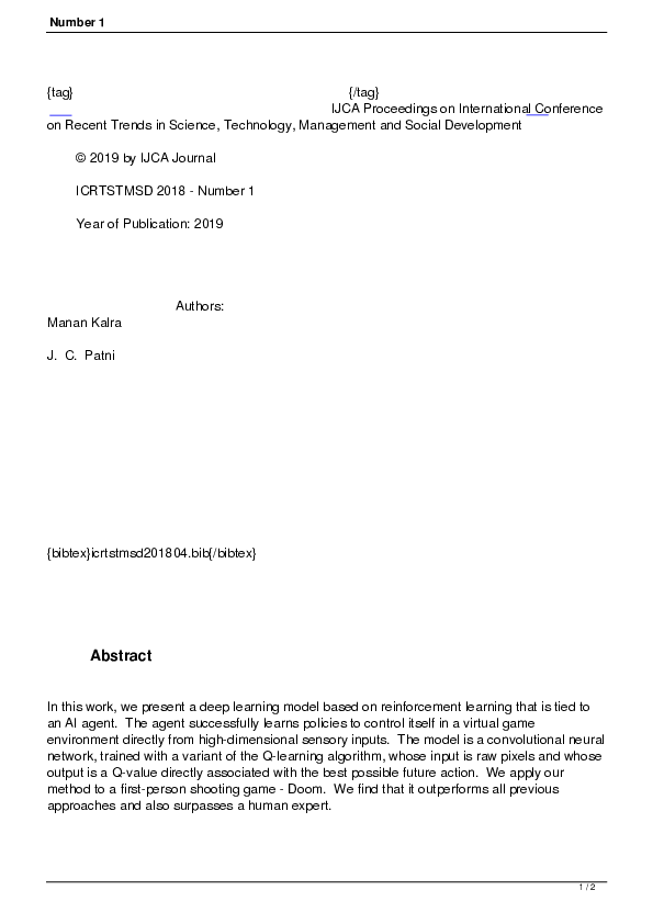 (PDF) Playing Doom with Deep Reinforcement Learning