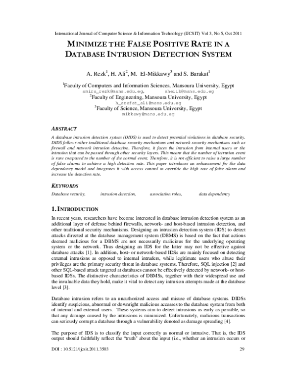 Pdf Database Intrusion Detection System