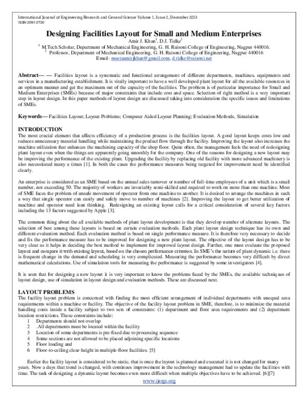 (PDF) Designing Facilities Layout for Small and Medium Enterprises