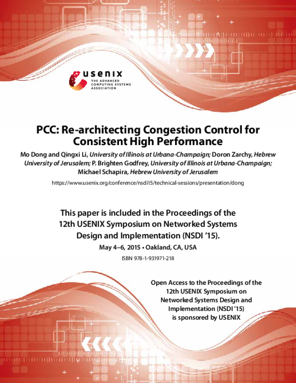 (PDF) PCC: Re-architecting Congestion Control for Consistent High Performance