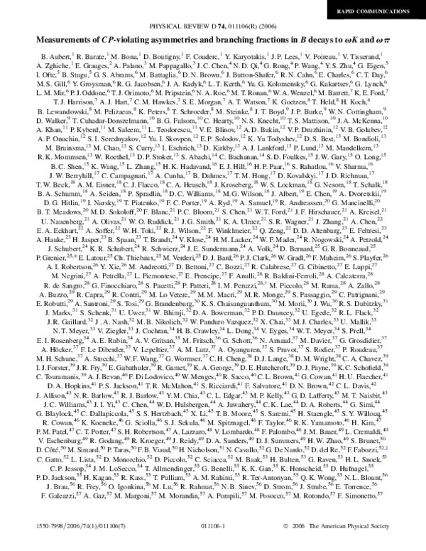 (PDF) Measurements of CP violating asymmetries and branching fractions ...