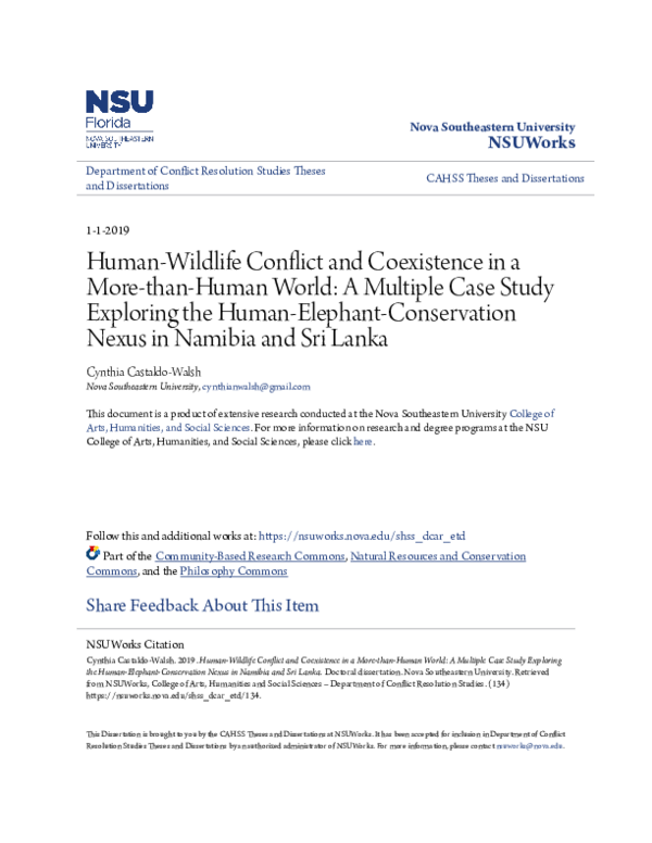 (PDF) Human-Wildlife Conflict and Coexistence in a More-than-Human ...