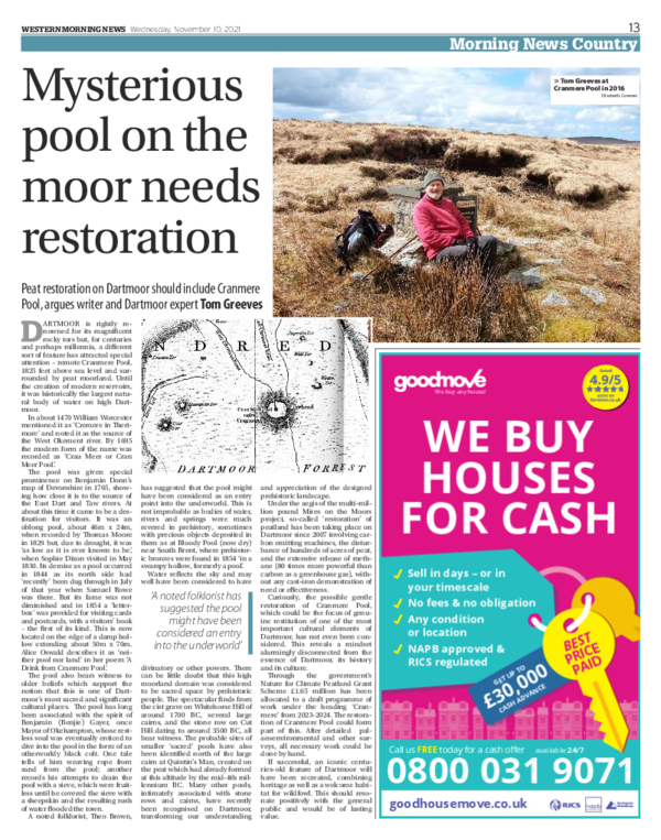 (PDF) CRANMERE POOL RESTORATION BY TOM GREEVES in WESTERN MORNING NEWS ...