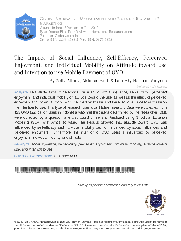 (PDF) The Impact of Social Influence, Self-Efficacy, Perceived ...