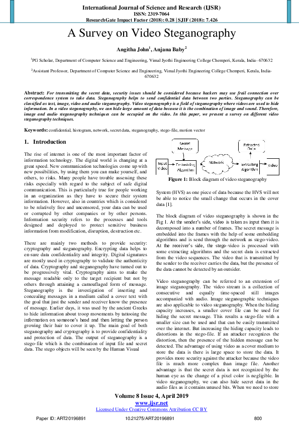 (PDF) A Survey on Video Steganography