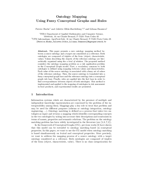 Pdf Ontology Mapping Using Fuzzy Conceptual Graphs And Rules